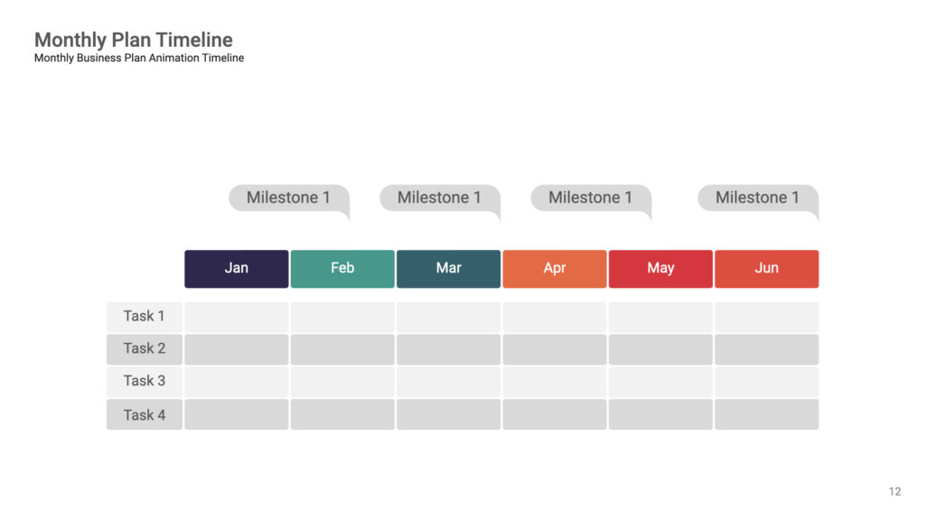 Best Monthly Plan Timelines Diagram Keynote Template for 2025 - FlySlides