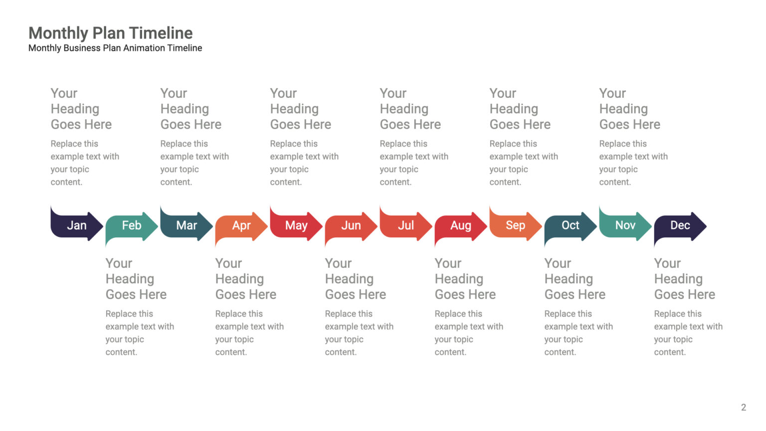 Best Monthly Plan Timelines Diagram Keynote Template for 2025 - FlySlides