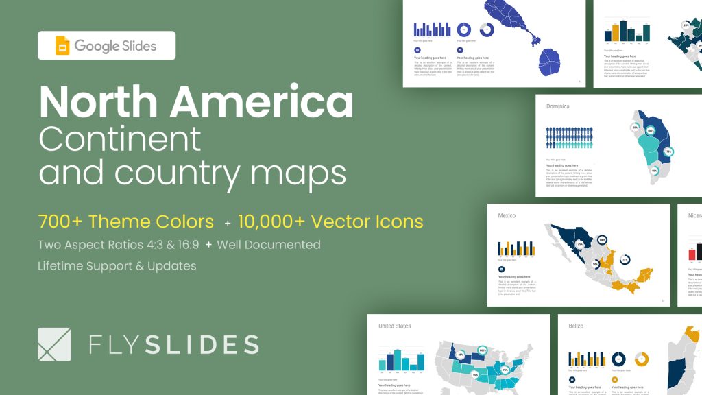 Best North America Continent and Country Maps Google Slides Template ...