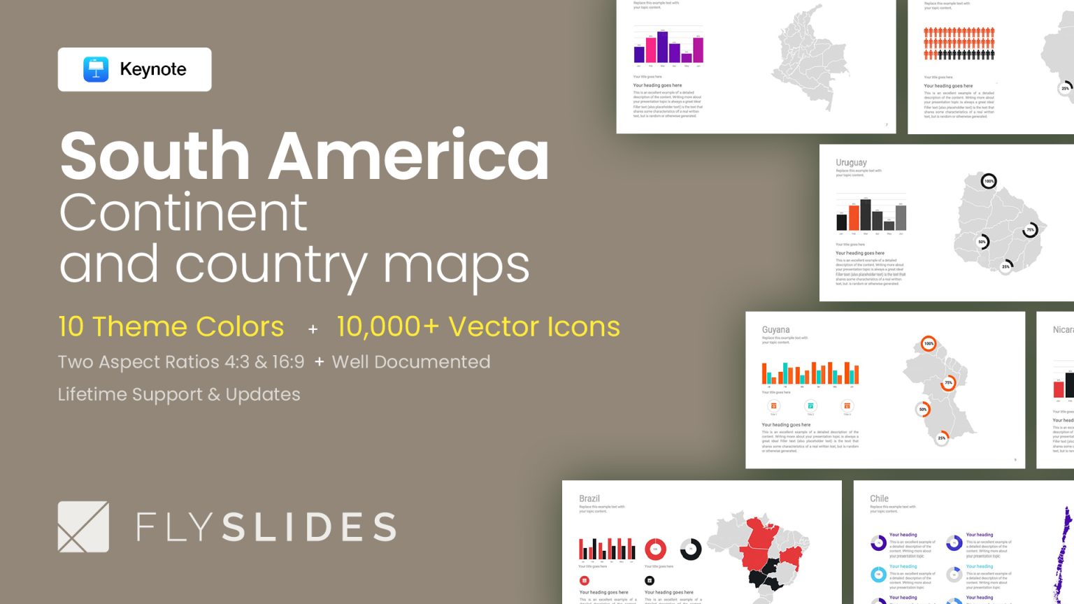 Best South America Continent and Country Maps Keynote Template for 2025 ...